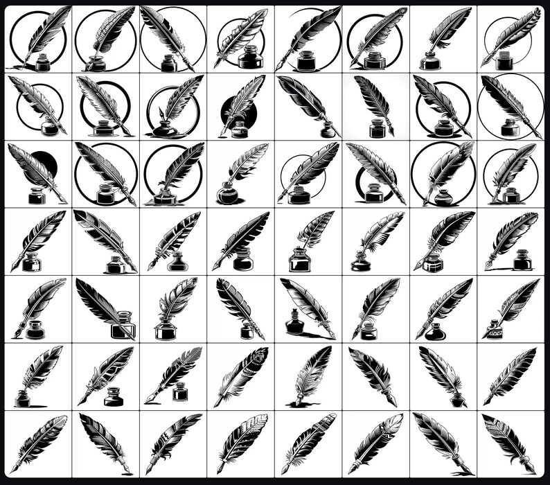 Quill Pen & Ink Art Template Bundle (svg, Png, Jpg, Eps, Dxf) - Etsy