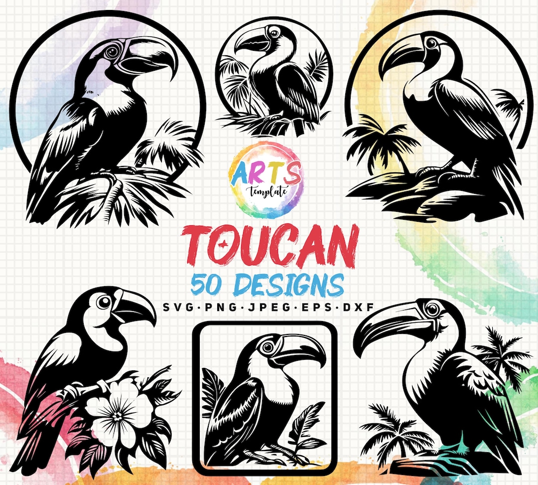 Toucan Bundle Svg Png Jpeg Eps Dxf Bundle Silhouette Clipart Cricut ...