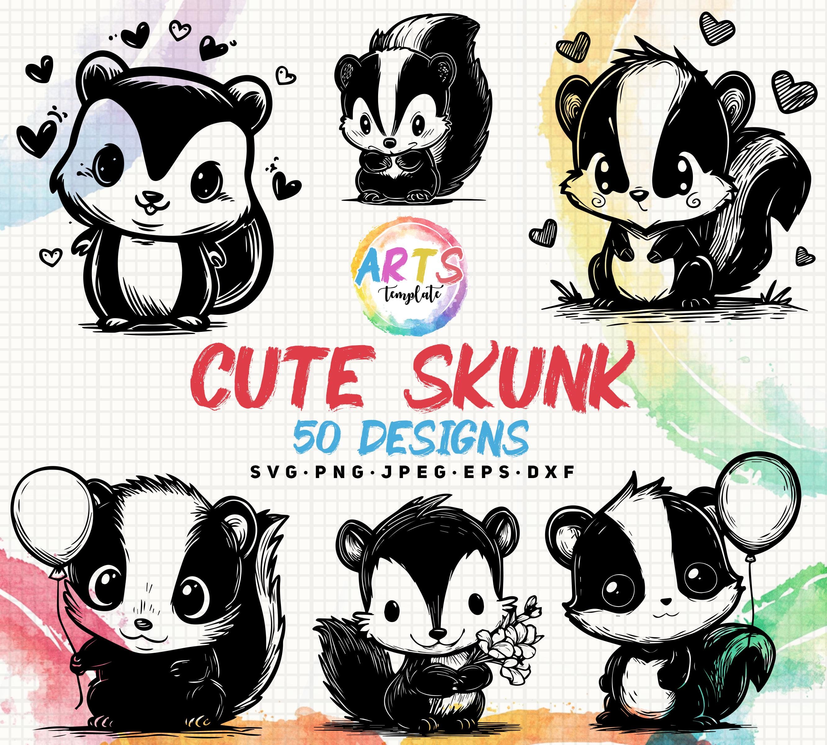 Cute Skunk Art Template Svg Png Jpeg Eps Dxf Bundle Silhouette Clipart ...