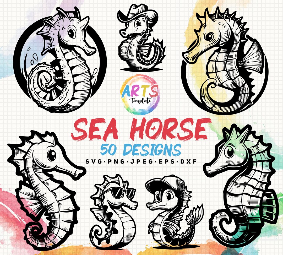 Sea Horse Bundle Svg Png Jpeg Eps Dxf Bundle Silhouette Clipart Cricut ...