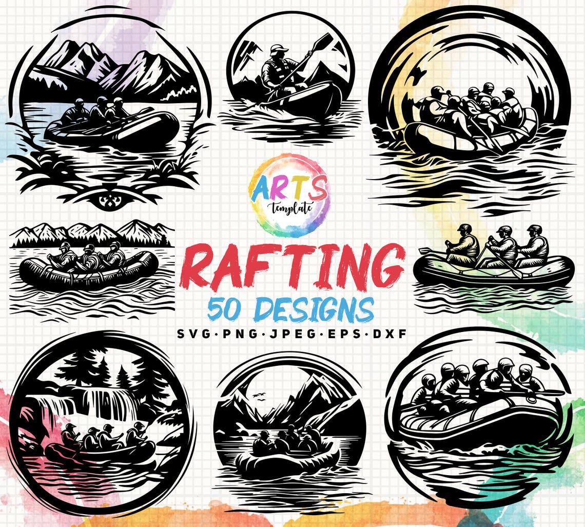 Rafting Art Template Svg Png Jpeg Dxf Bundle Silhouette Clipart Cricut ...