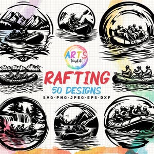 Rafting Art Template Svg Png Jpeg Dxf Bundle Silhouette Clipart Cricut ...