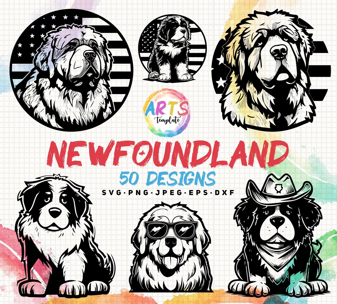 Newfoundland Dog Usa Flag Bundle Svg Png Jpg Eps Dxf Bundle Silhouette ...