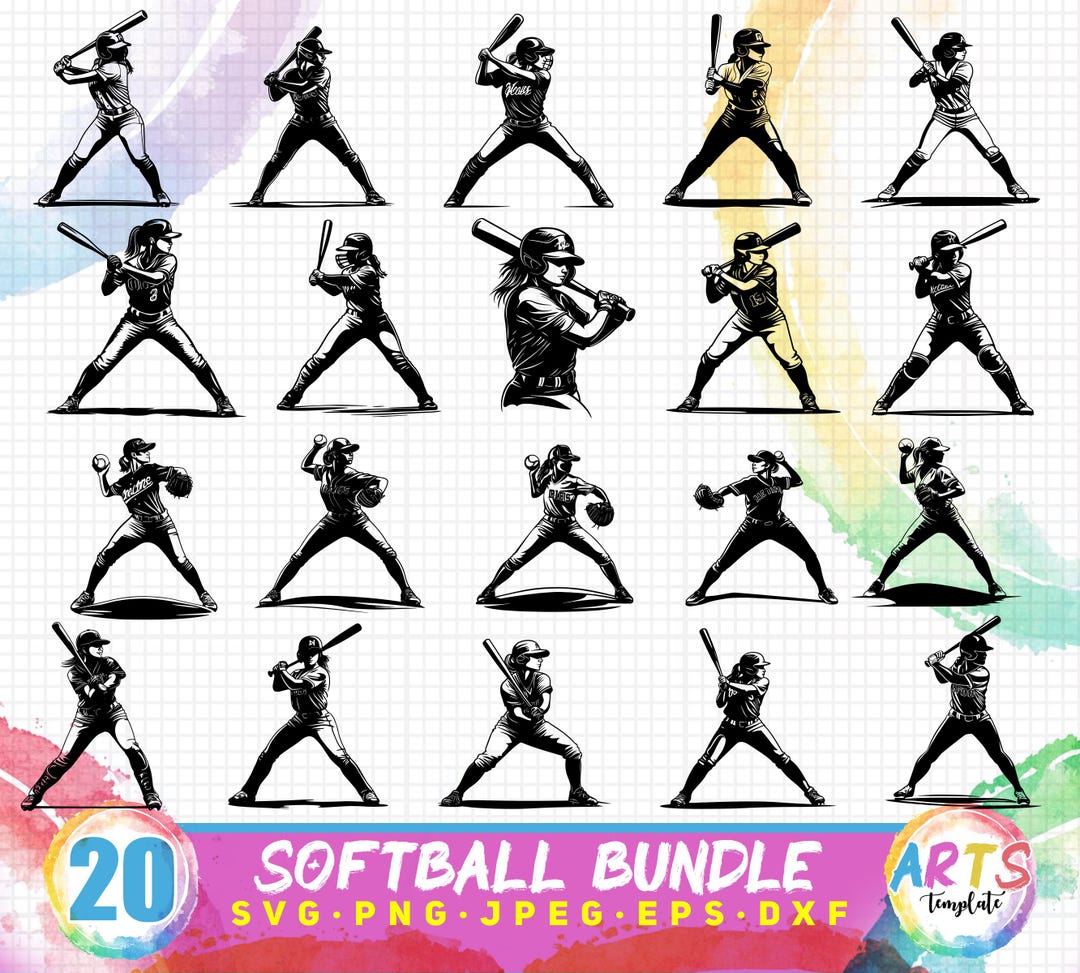 Softball Player Vector Bundle (svg, Png, Jpg, Eps, Dxf) - Etsy