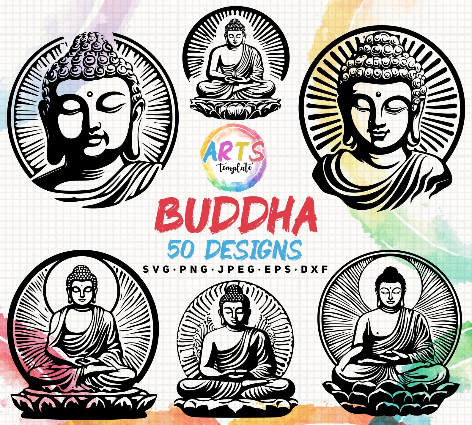 Buddha Art Vector Clipart Bundle (svg, Png, Jpg, Eps, Dxf) - Etsy