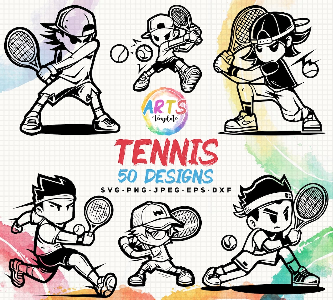 Tennis Player Clipart Bundle (svg, Png, Jpg, Eps, Dxf) (digital ...