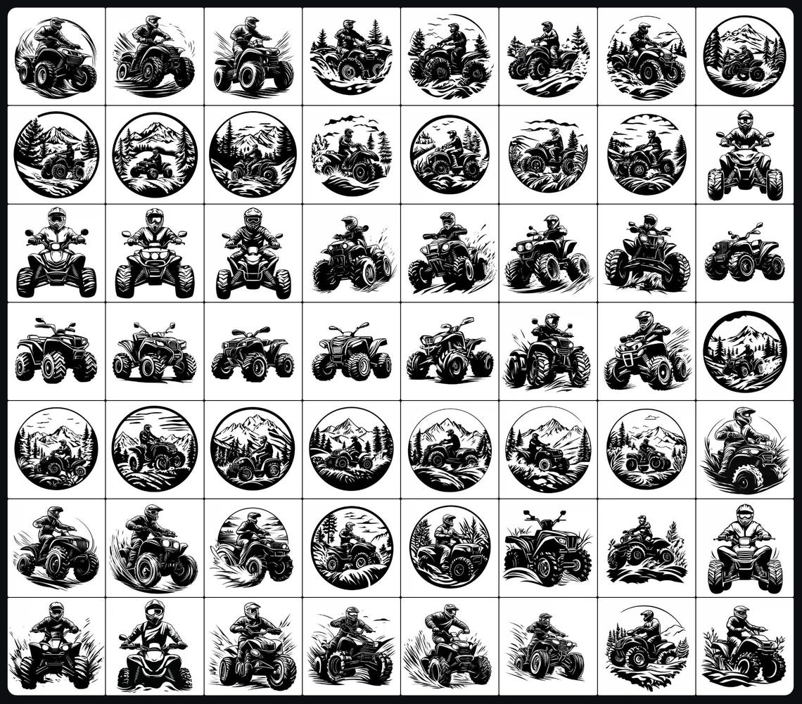 Atv Bundle Svg Png Jpeg Eps Dxf Bundle Silhouette Clipart Cricut Vector ...