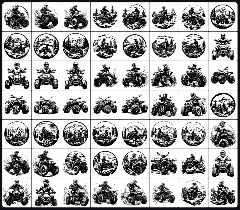Atv Bundle Svg Png Jpeg Eps Dxf Bundle Silhouette Clipart Cricut Vector ...
