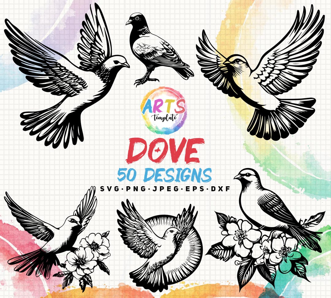 Dove Bundle Svg Png Jpg Eps Dxf Bundle Silhouette Clipart Cricut Vector ...