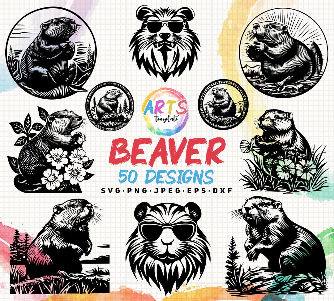 Beaver Bundle Svg Png Jpeg Eps Dxf Bundle Silhouette Clipart Cricut ...