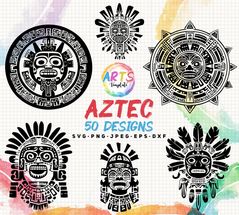 Aztec Bundle Art Template Svg Png Jpeg Eps Dxf Bundle Silhouette ...
