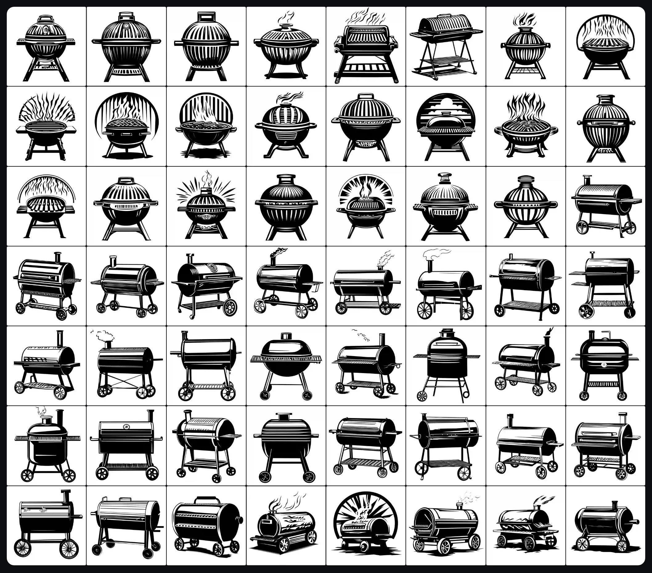 Smoker Grill Vector Bundle, BBQ Clipart (svg, Png, Jpg, Eps, Dxf) - Etsy