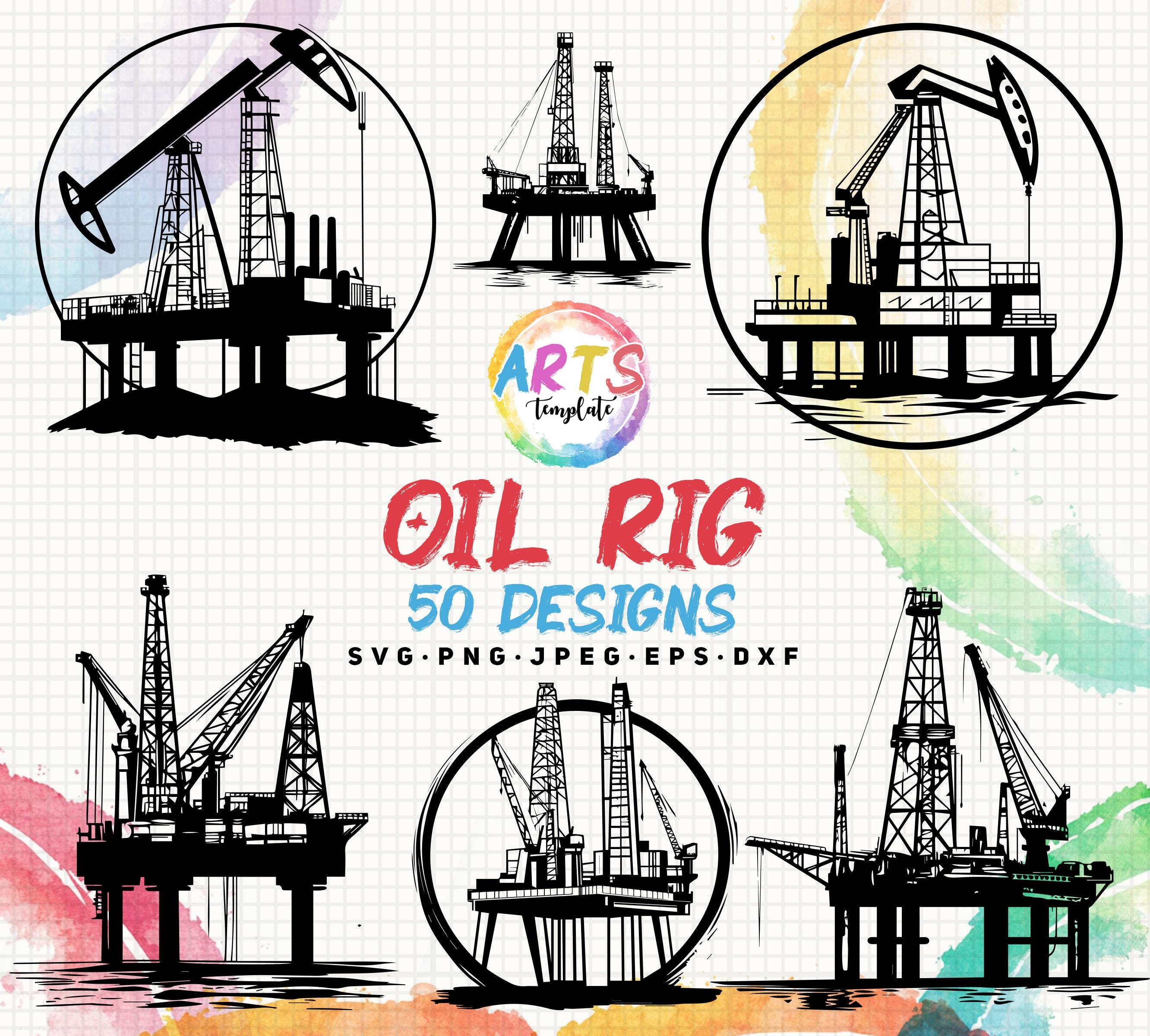 Oil Rig Bundle Svg Png Jpeg Eps Dxf Bundle Silhouette Clipart Cricut ...