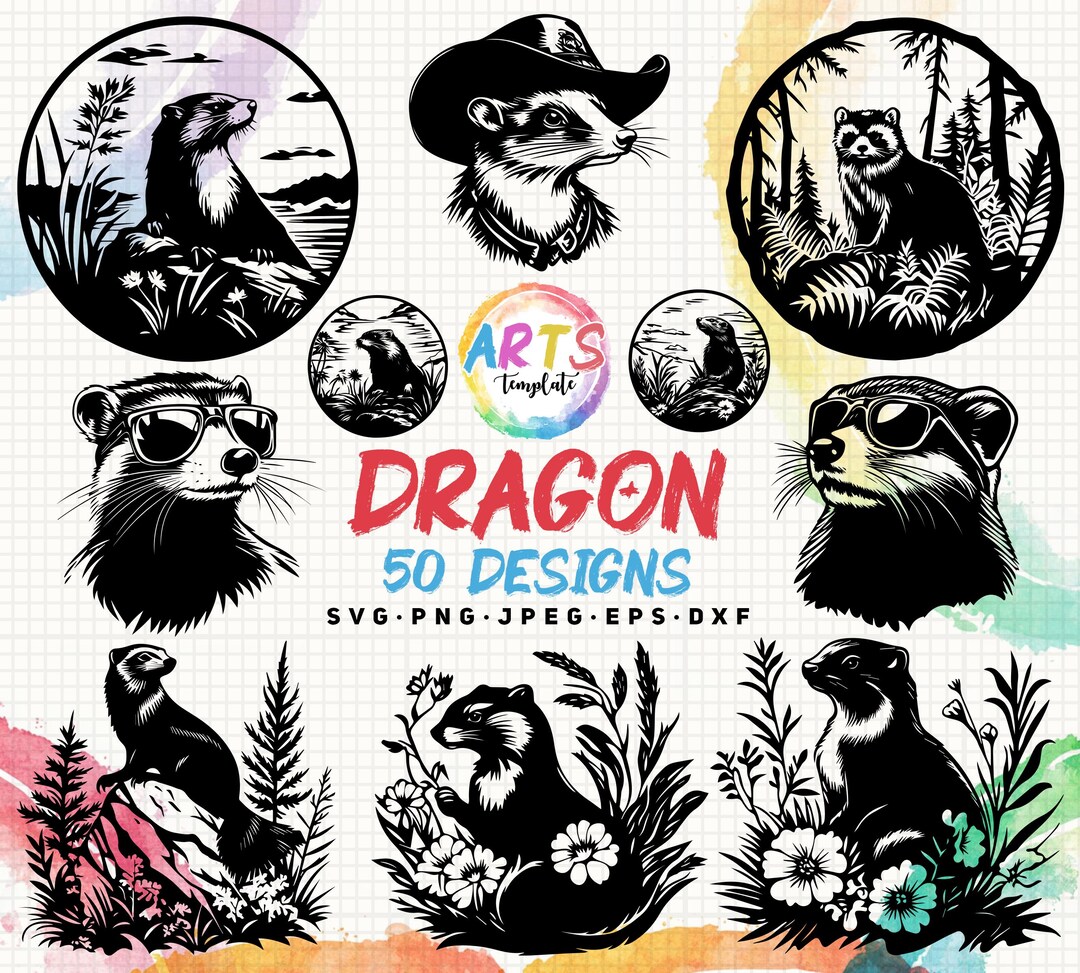 Ferret Bundle Svg Png Jpeg Eps Dxf Bundle Silhouette Clipart Cricut ...