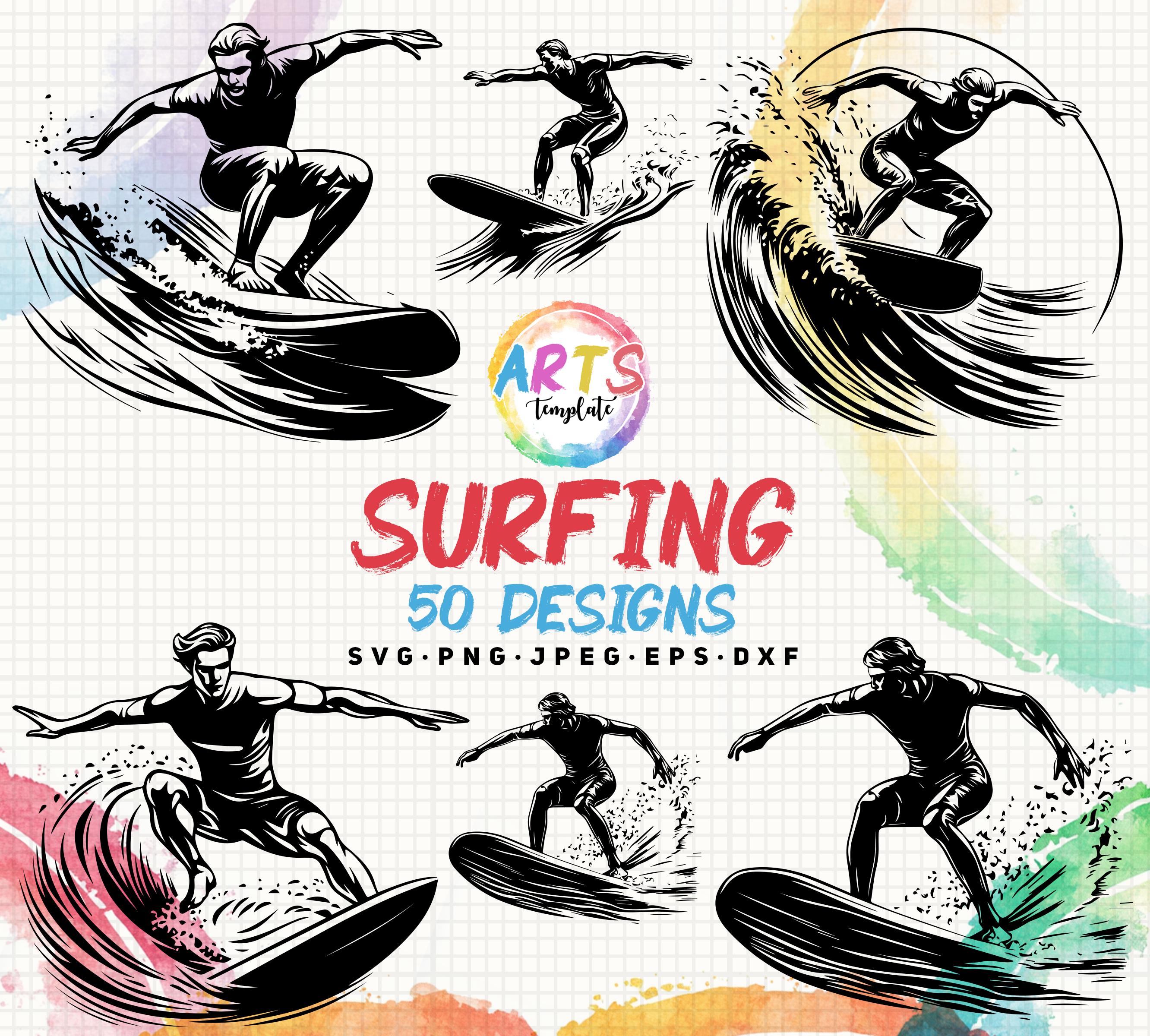Surfing Bundle Svg Png Jpeg Eps Dxf Bundle Silhouette Clipart Cricut ...