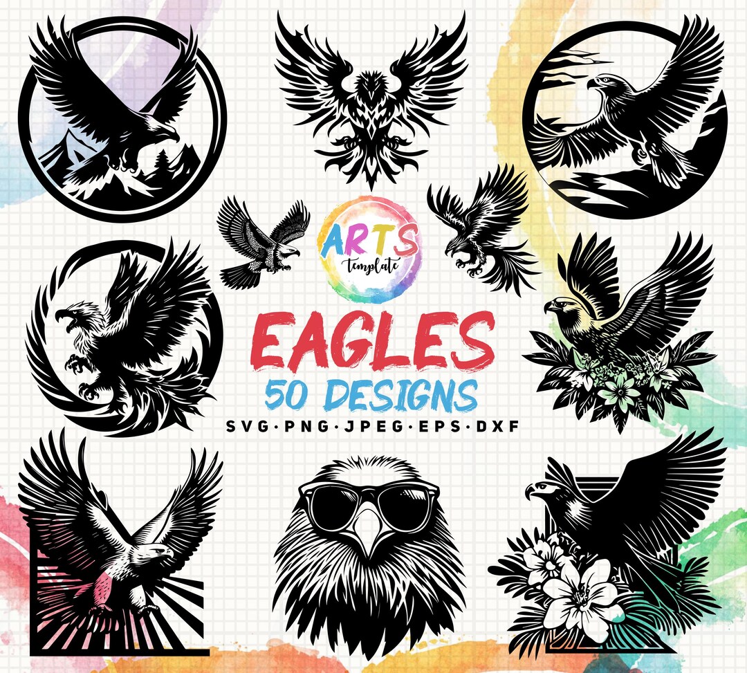 Eagle Bundle Svg Png Jpeg Eps Dxf Bundle Silhouette Cricut Commercial Use Custom Shirt Design ...