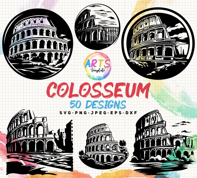 Colosseum Bundle Svg Png Jpeg Eps Dxf Bundle Silhouette Clipart Cricut ...