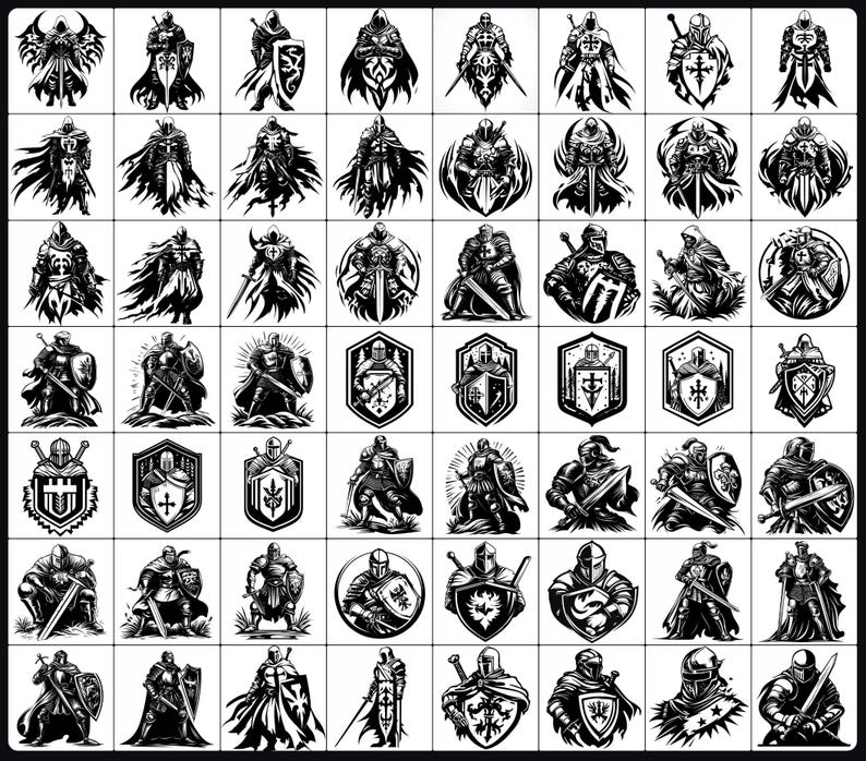 Medieval Knights Templar Bundle Svg Png Jpeg Eps Dxf Bundle Silhouette ...