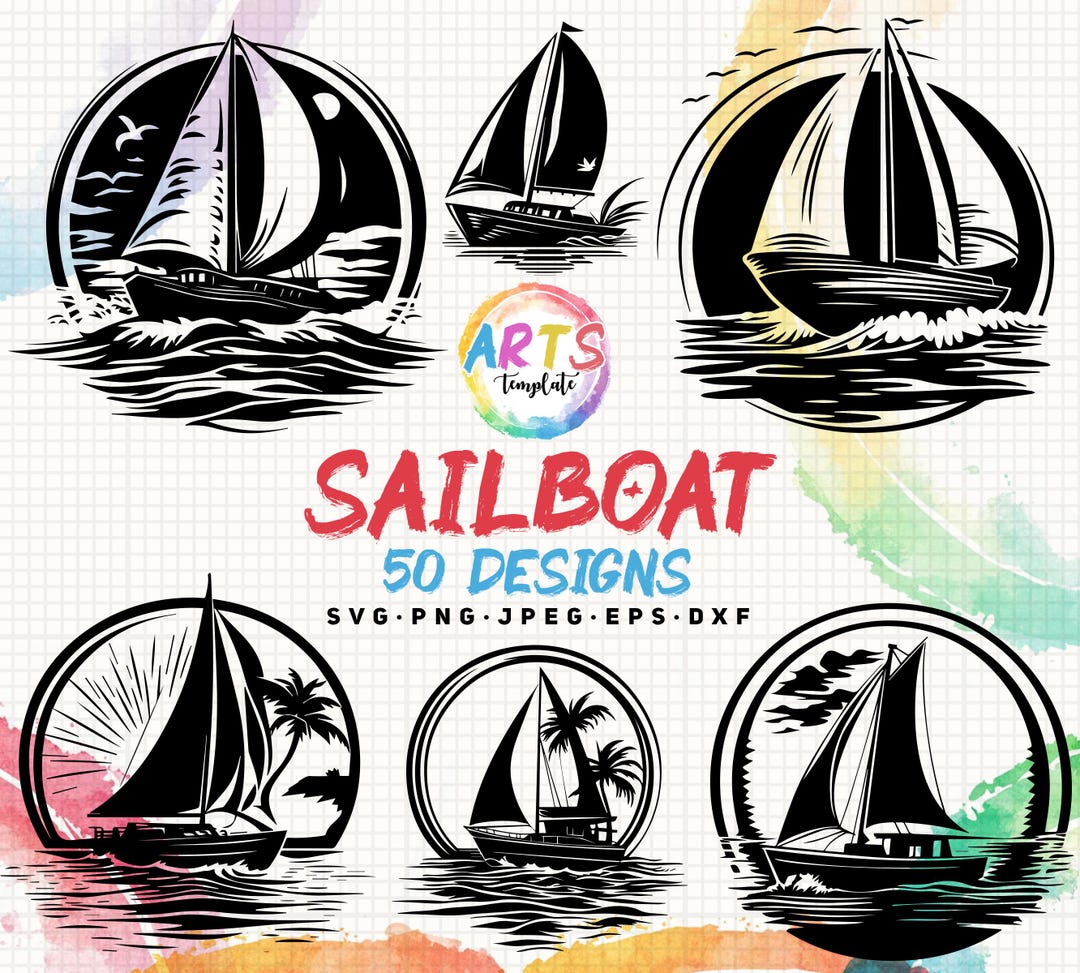 Sailboat Bundle Svg Png Jpeg Eps Dxf Bundle Silhouette Clipart Cricut ...