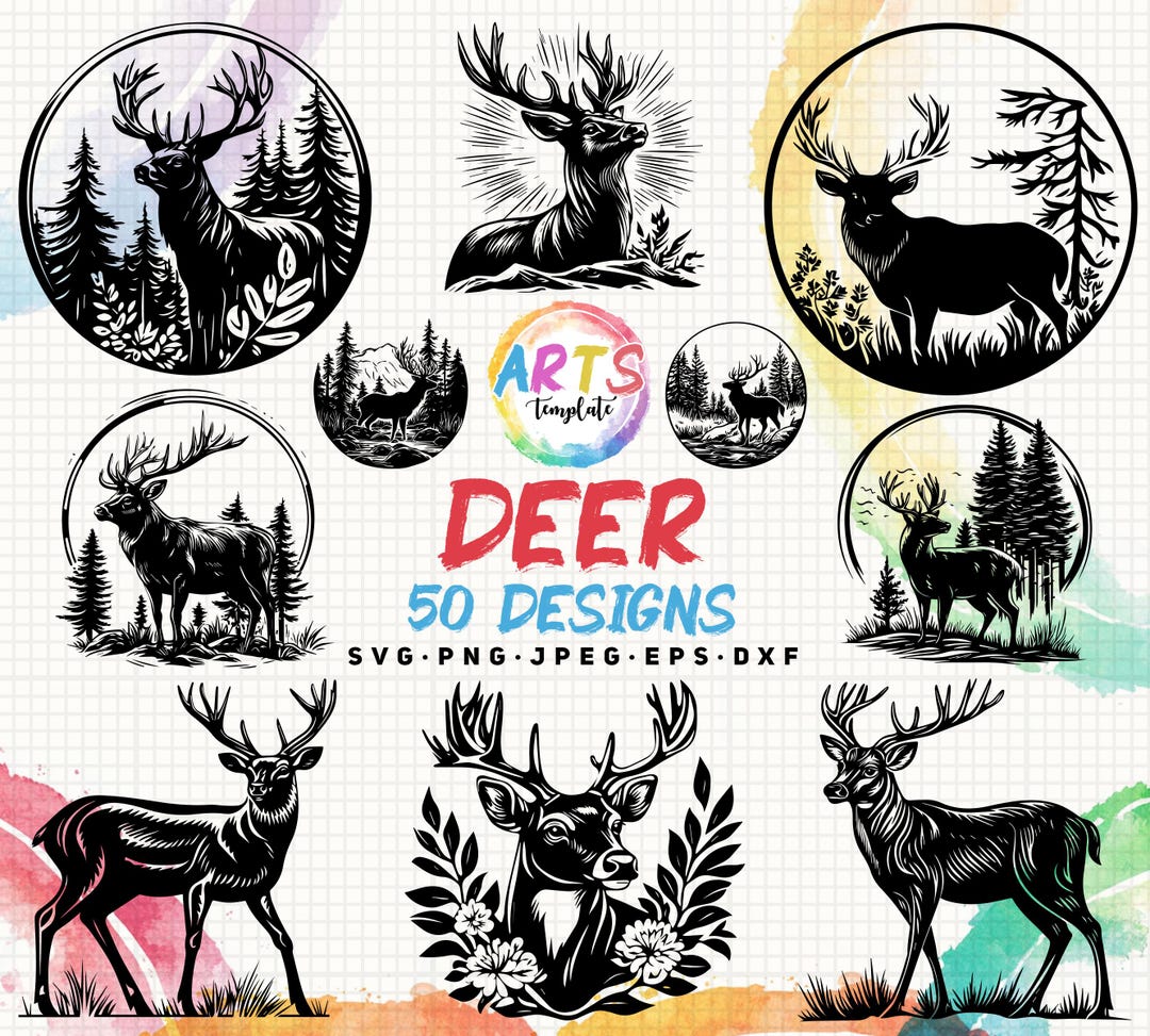 Deer Clipart Vector Bundle, Forest Animal Designs (svg, Png, Jpg, Eps ...