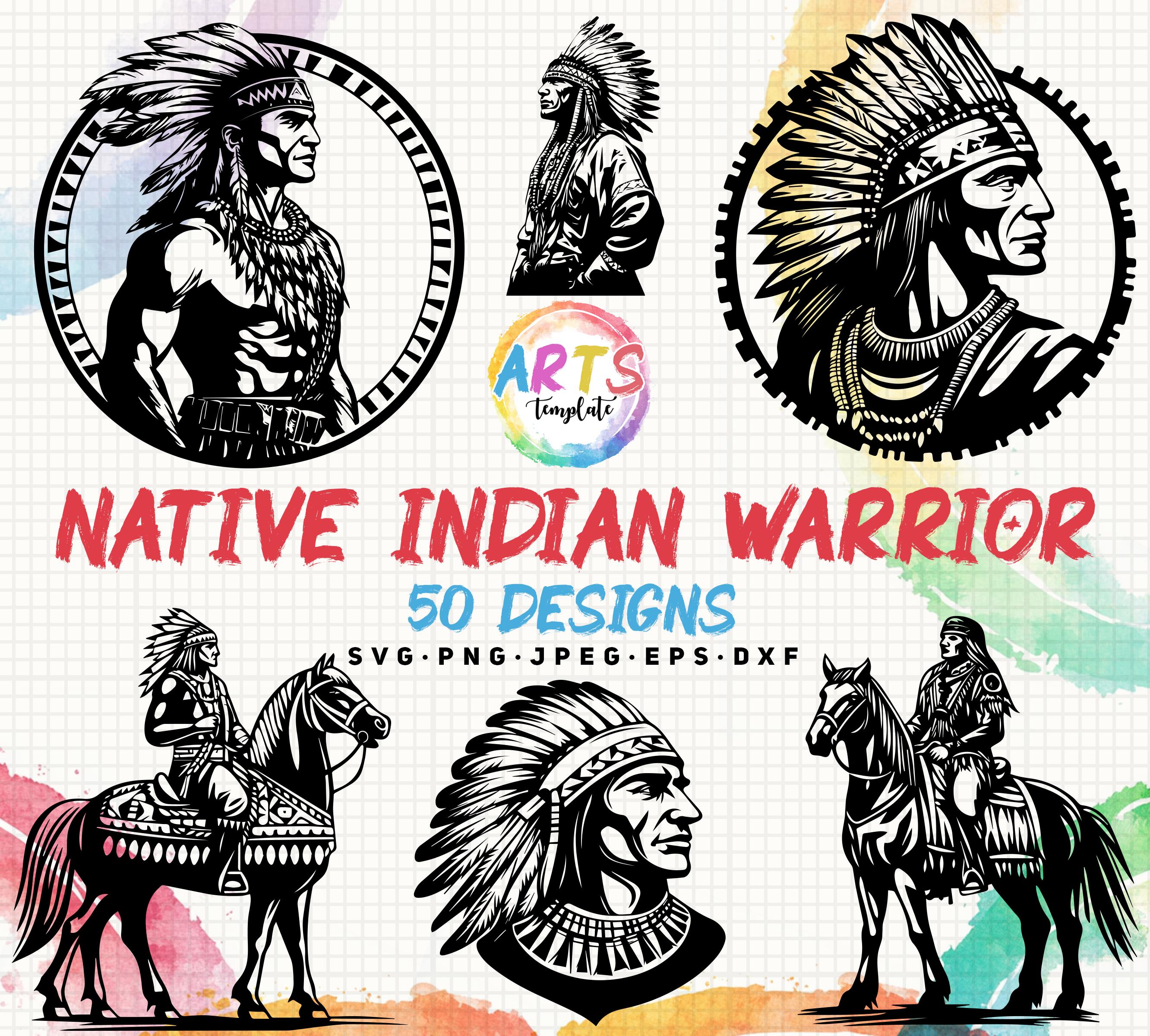 Native Indian Warrior Bundle Svg Png Jpeg Eps Dxf Bundle Silhouette ...