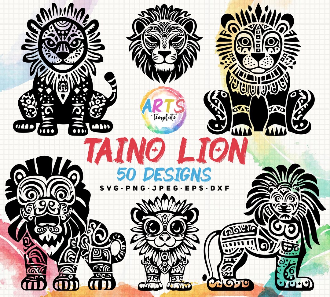 Taino Lion Bundle Svg Png Jpeg Eps Dxf Bundle Silhouette Clipart Cricut ...