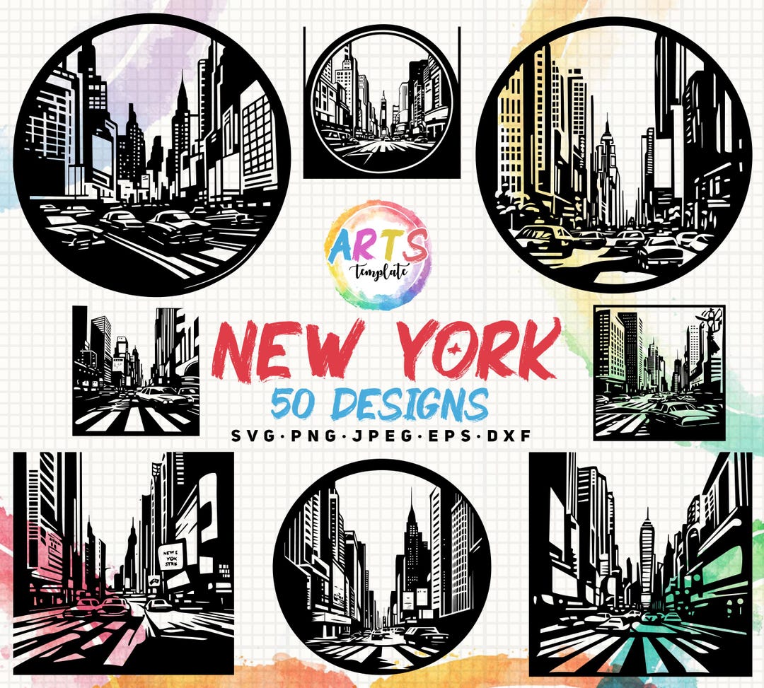 New York Bundle Svg Png Jpeg Eps Dxf Bundle Silhouette Clipart Cricut ...