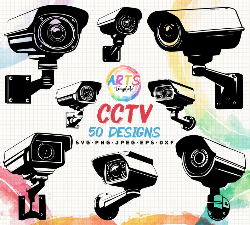 Cctv Camera Bundle Svg Png Jpeg Eps Dxf Bundle Silhouette Clipart ...