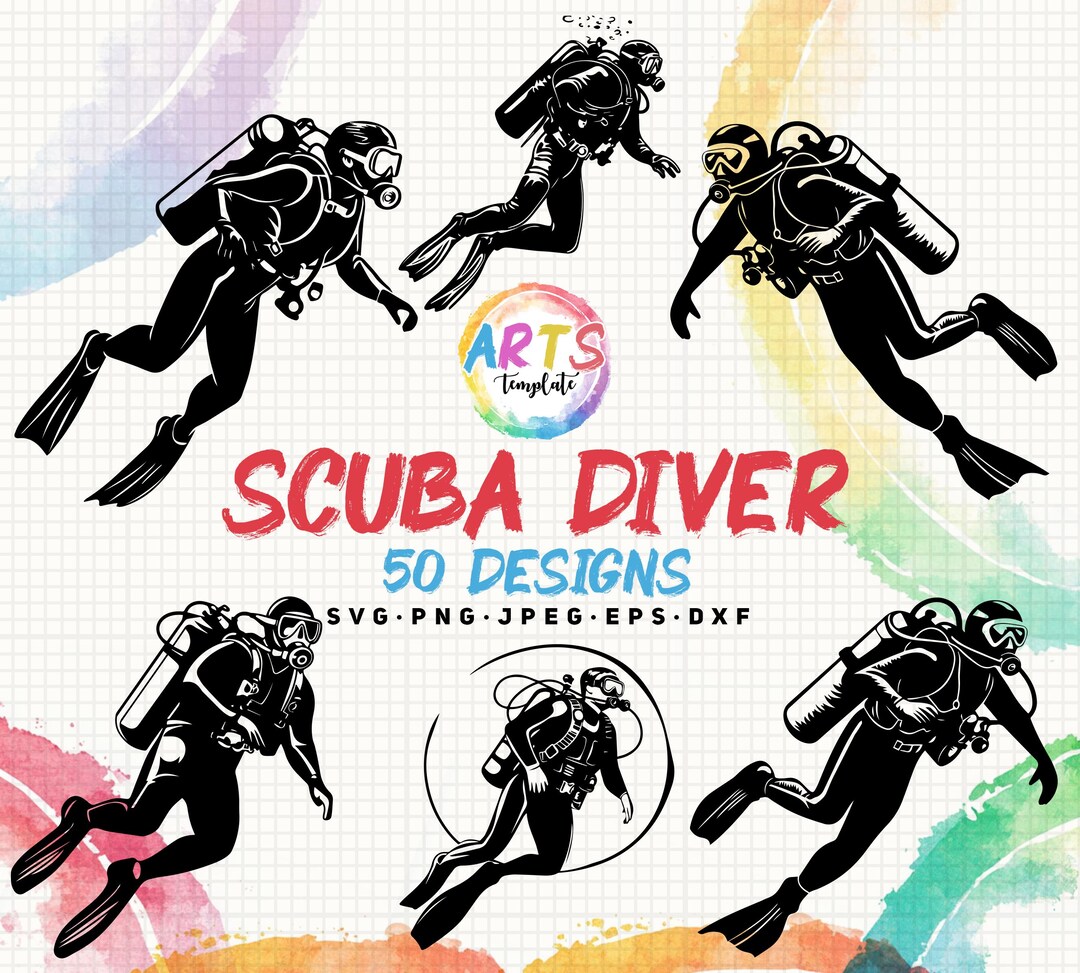 Scuba Diver Bundle Svg Png Jpg Eps Dxf Bundle Silhouette Clipart Cricut ...