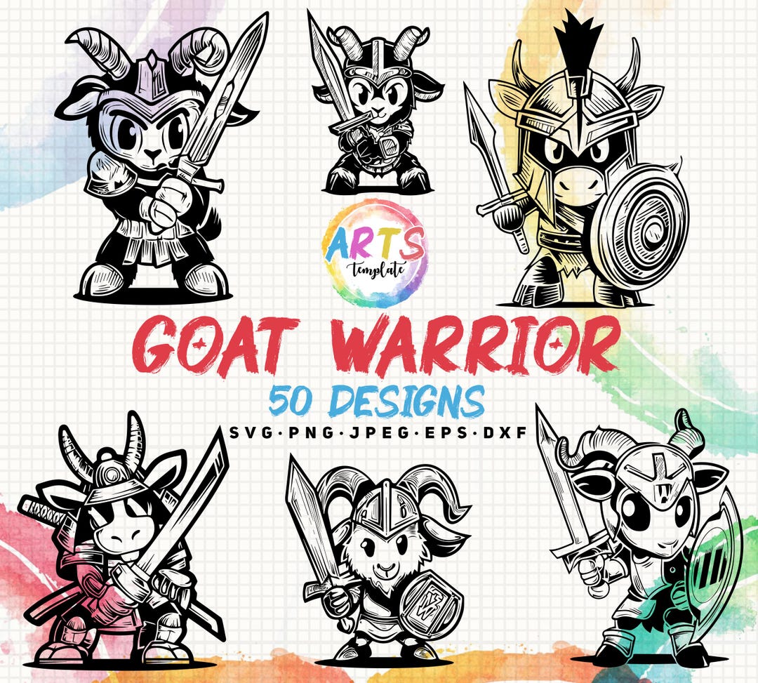 Goat Warrior Art Template Svg Png Jpg Dxf Bundle Silhouette Clipart ...