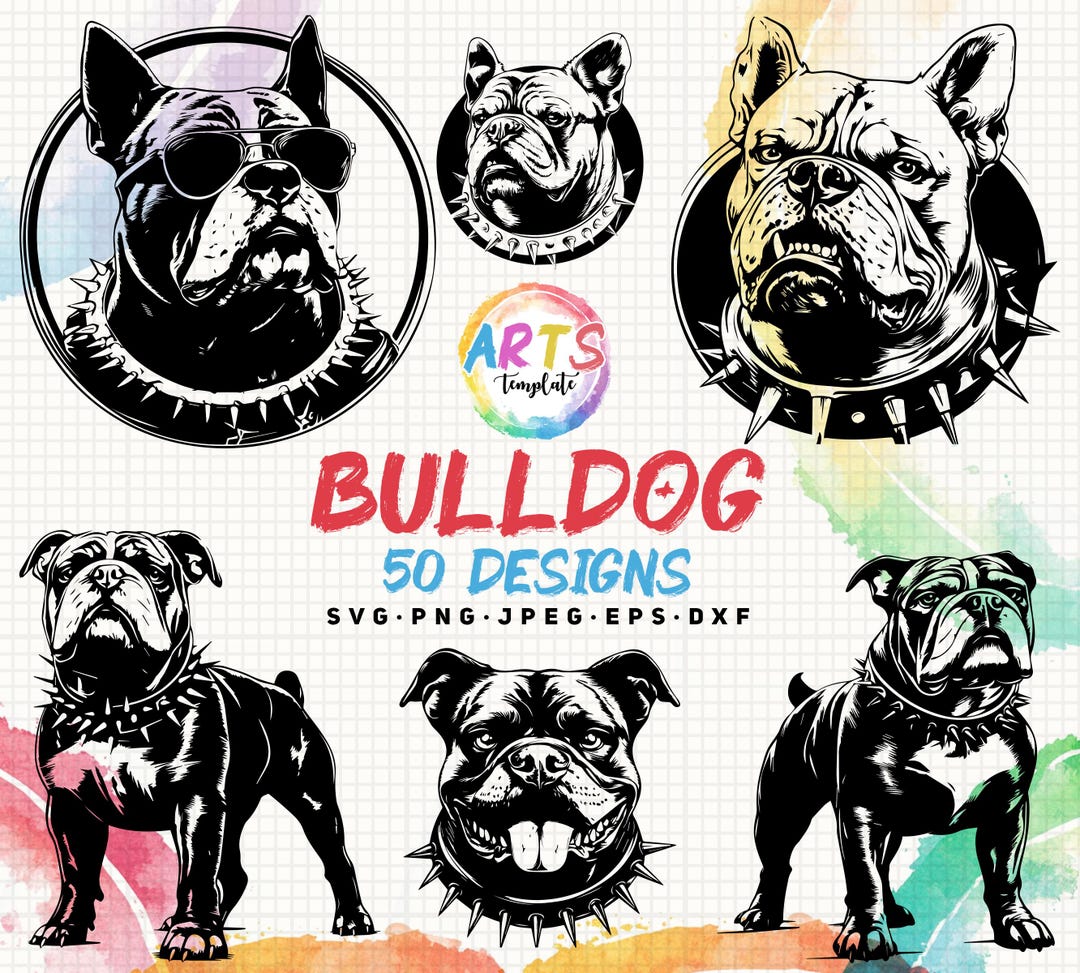 Bulldog Bundle Svg Png Jpg Eps Dxf Bundle Silhouette Clipart Cricut ...
