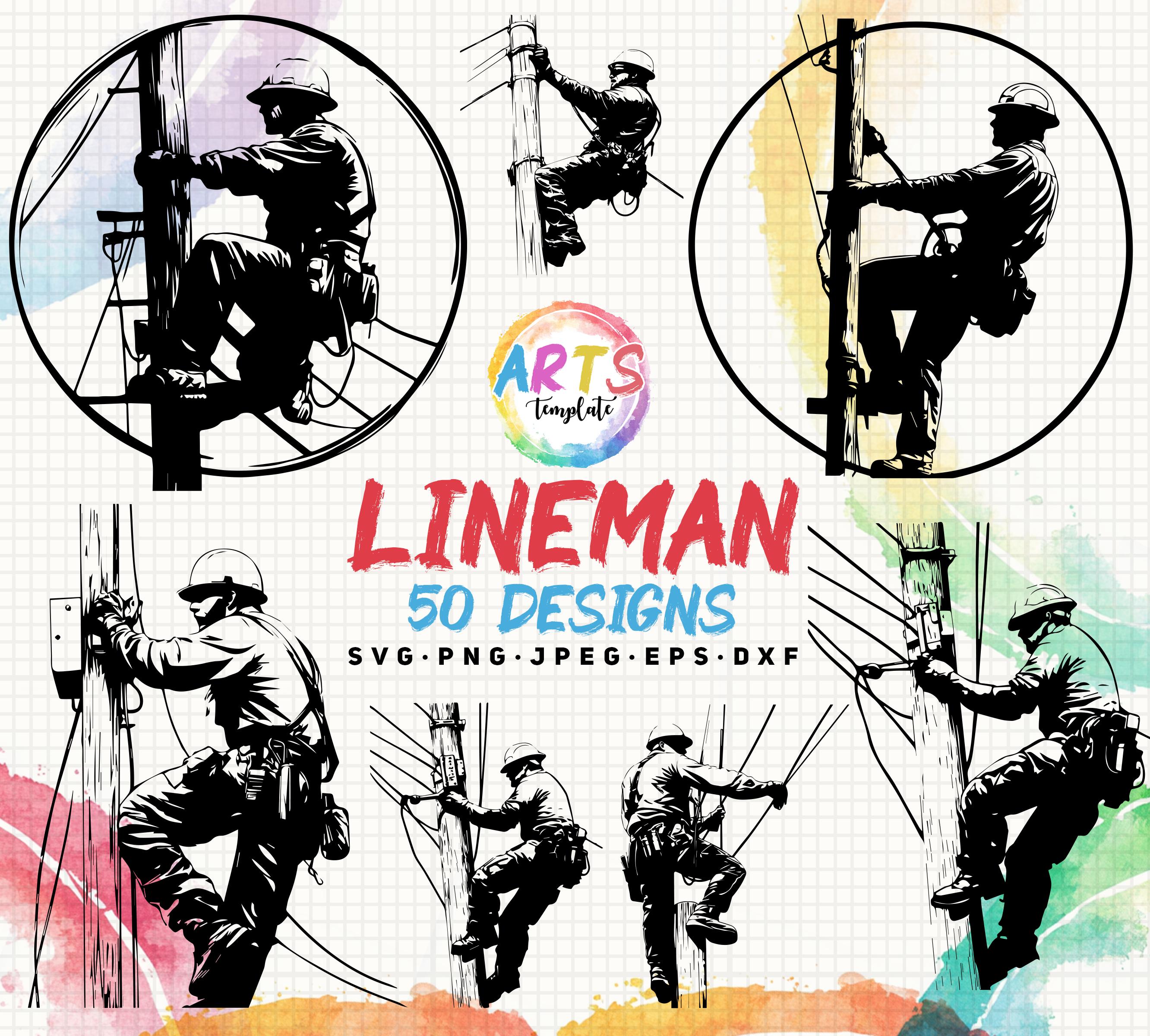 Lineman SVG Bundle: Electrician Clipart, Cricut Silhouette Vector ...