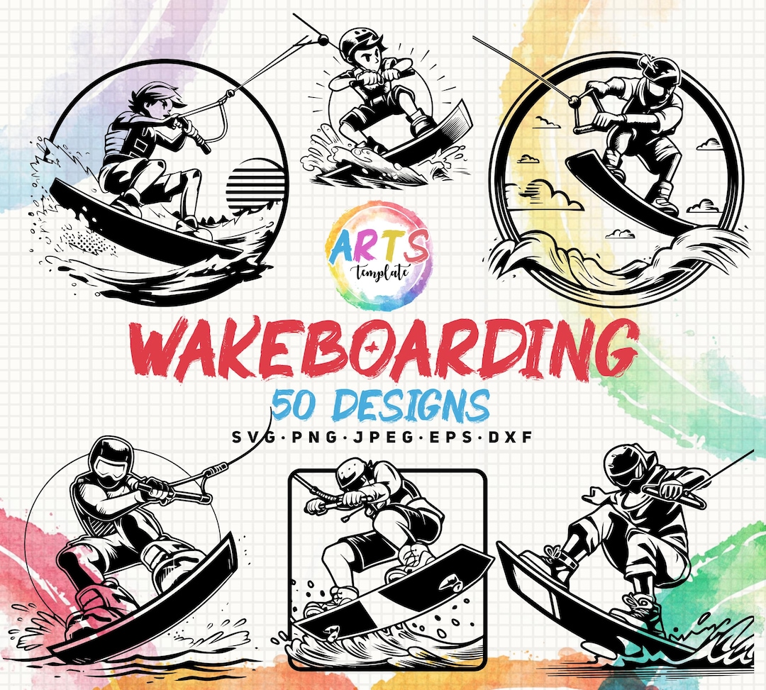Wakeboarding Vector Bundle, Sports Clipart (svg, Png, Jpg, Dxf, Eps) - Etsy