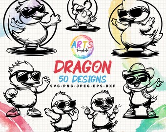 Cute Duck Dancing Bundle Svg Png Jpeg Eps Dxf Bundle Silhouette Clipart ...