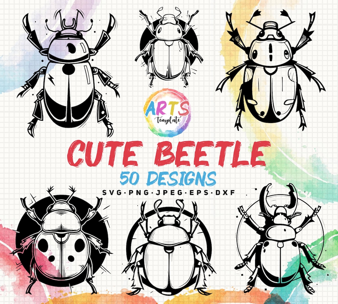 Cute Beetle Bundle Art Template Svg Png Jpeg Eps Dxf Bundle Silhouette ...