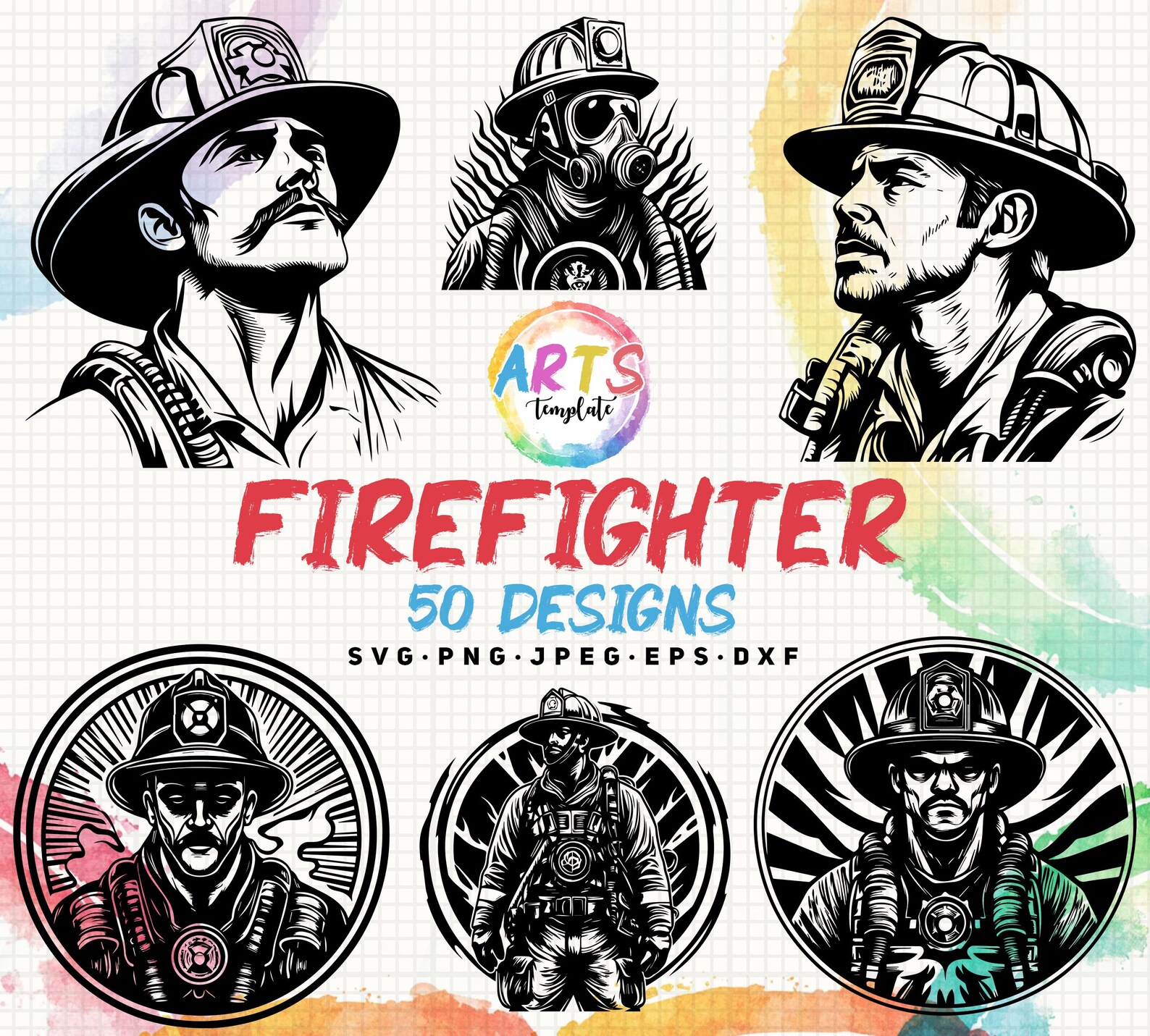 Firefighter Vector Art Bundle (svg, Png, Jpg, Eps, Dxf) - Etsy