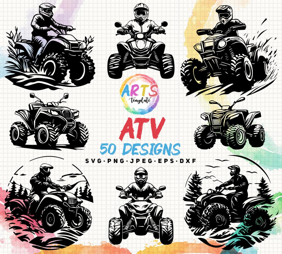 Atv Bundle Svg Png Jpeg Eps Dxf Bundle Silhouette Clipart Cricut Vector ...