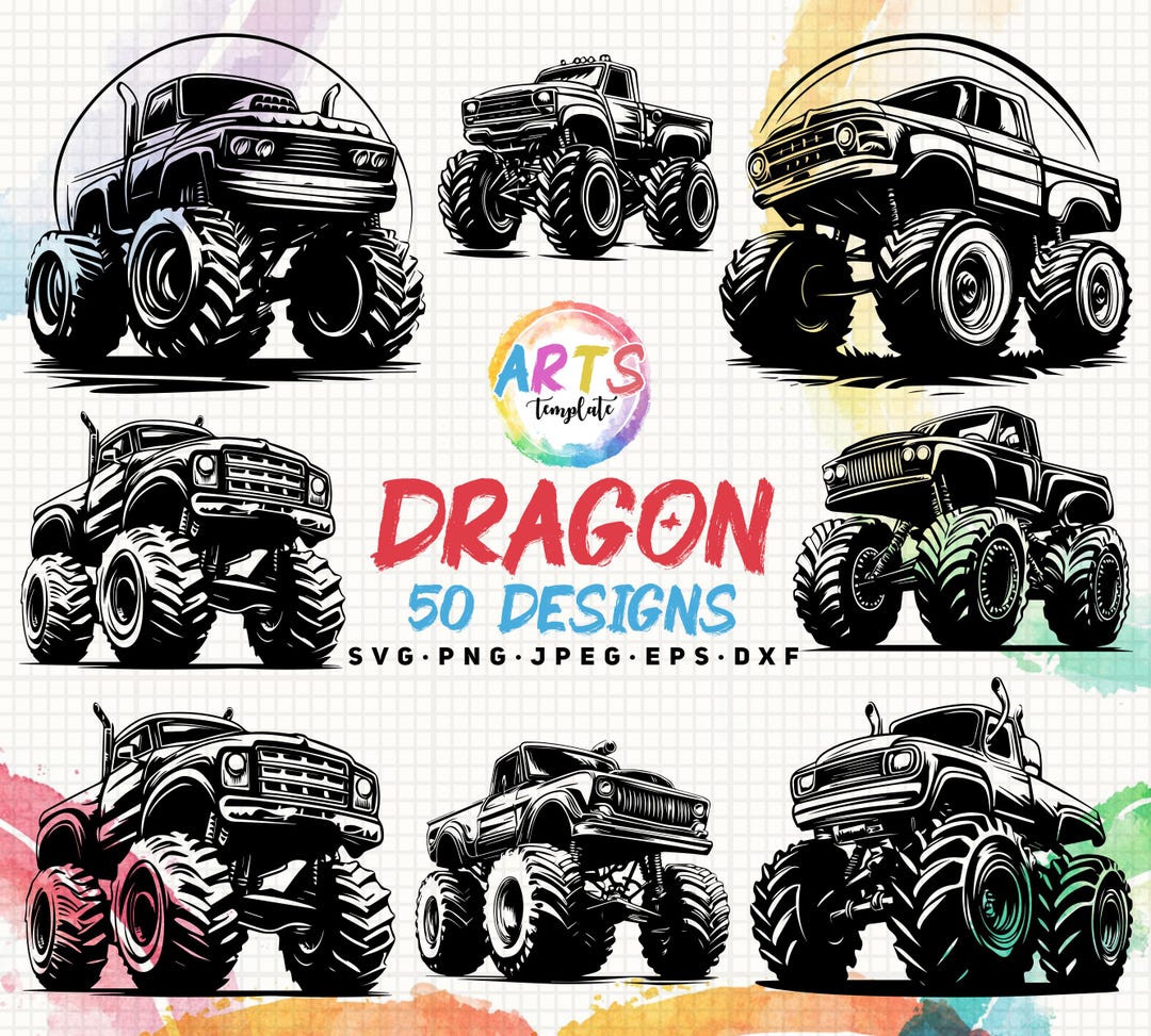 Monster Truck Vector Clipart Bundle (svg, Png, Jpg, Eps, Dxf) - Etsy