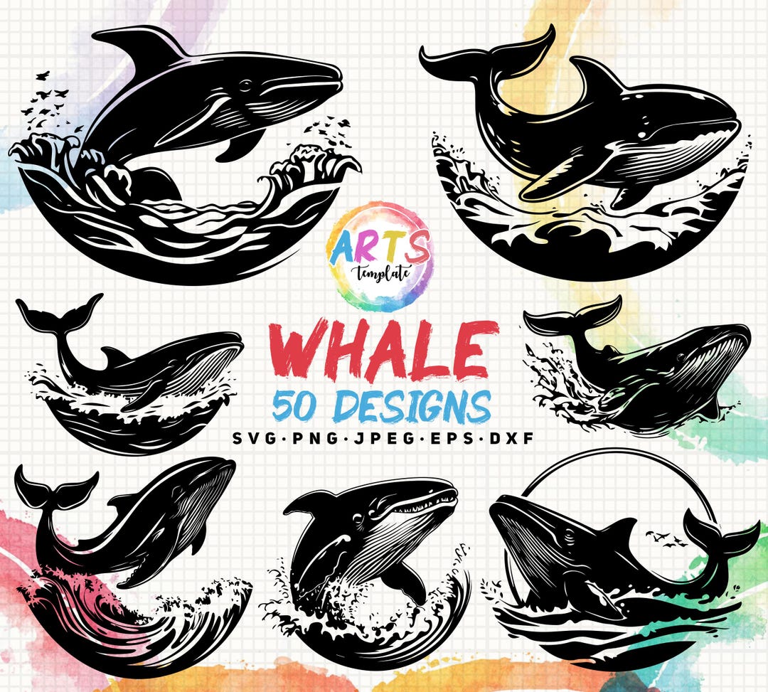 Whale Vector Bundle, Silhouette Clipart (svg, Png, Jpg, Eps, Dxf) - Etsy
