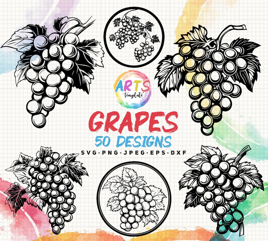 Grapes Bundle Svg Png Jpeg Eps Dxf Bundle Silhouette Clipart Cricut ...