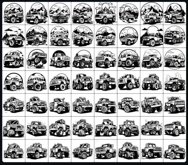 Offroad Truck SVG Bundle: Clipart, Vector Graphics (commercial Use ...