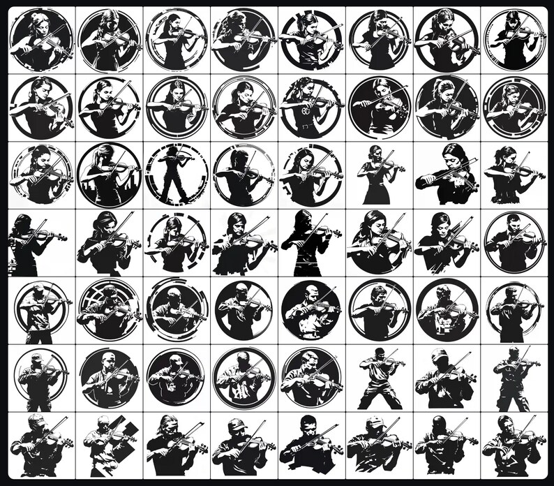 Violin Bundle Art Template Svg Png Jpeg Eps Dxf Bundle Silhouette ...