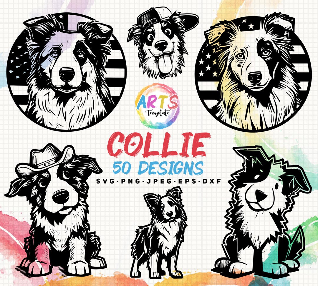 Collie Dog USA Flag Clipart Bundle (svg, Png, Jpeg, Eps, Dxf) - Etsy