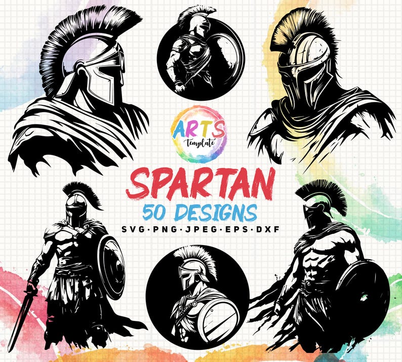 Spartan Bundle Art Template Svg Png Jpeg Eps Dxf Bundle Silhouette ...