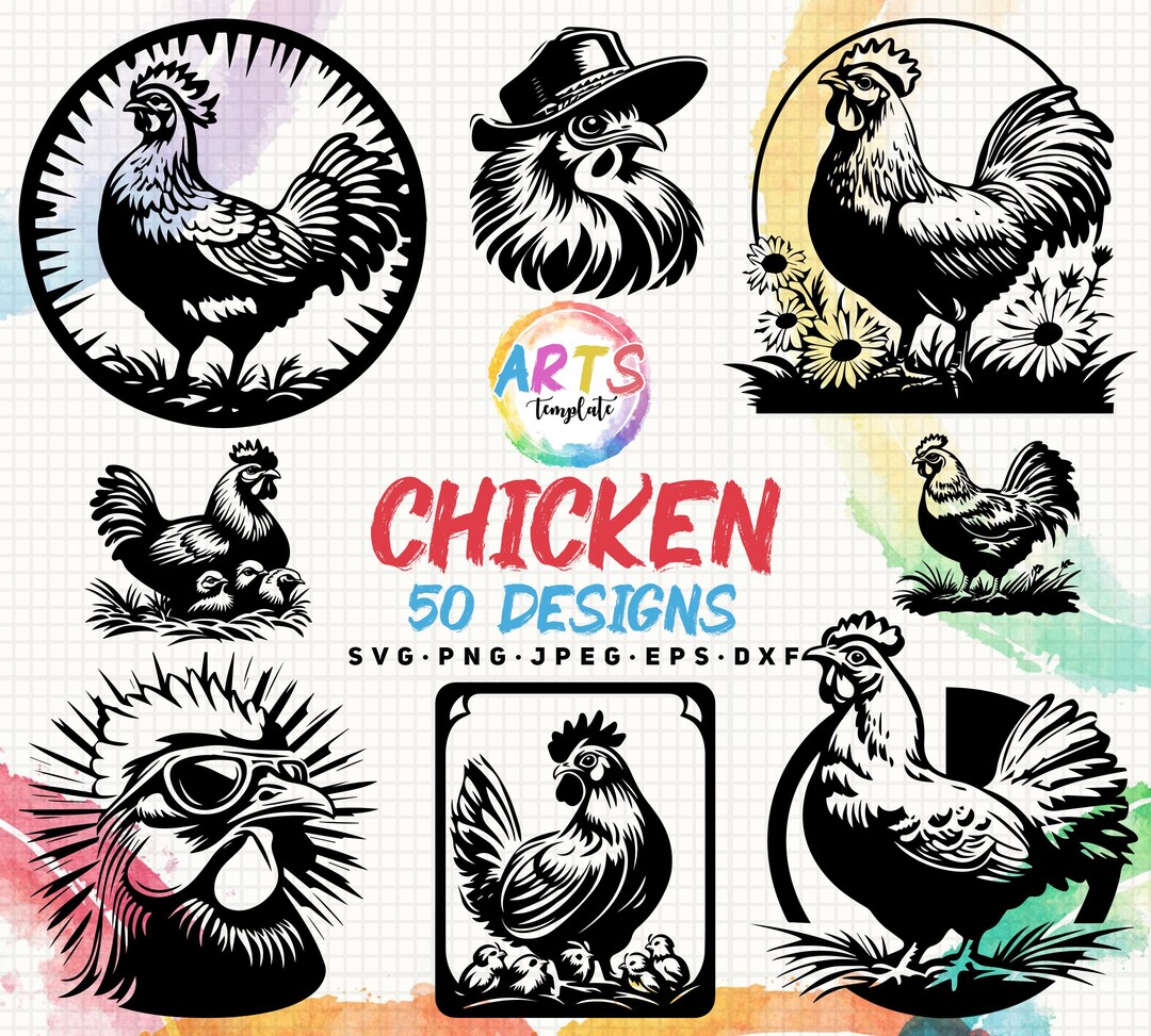 Chicken Hen Bundle Svg Png Jpeg Eps Dxf Bundle Silhouette Clipart ...