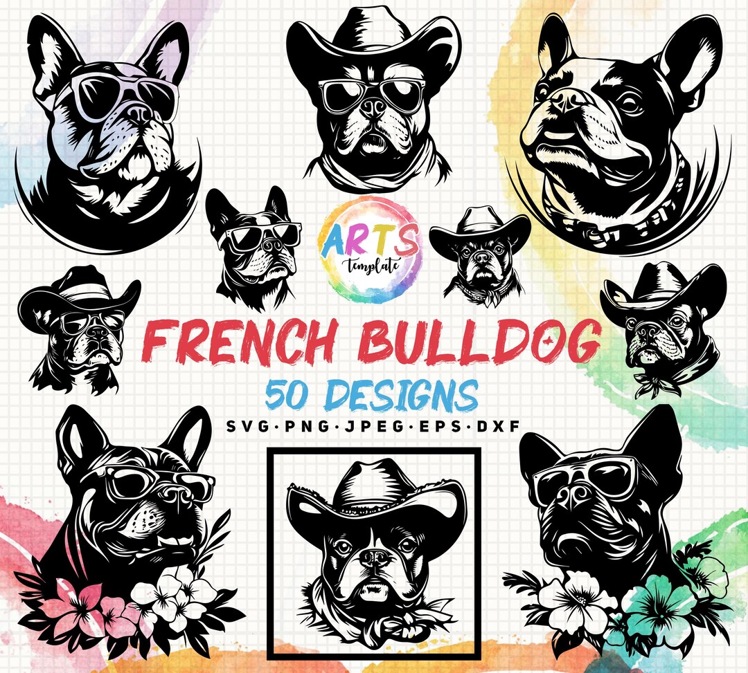 Cowboy French Bulldog Vector Art Bundle (svg, Png, Jpg, Eps, Dxf) - Etsy