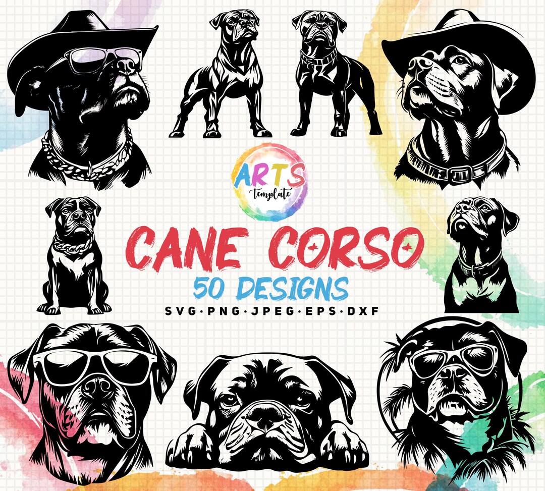 Cane Corso Dog Bundle Svg Png Jpeg Eps Dxf Bundle Silhouette Clipart ...