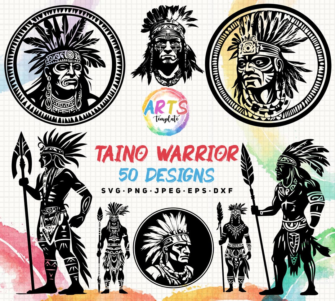 Taino Warrior Bundle Svg Png Jpeg Eps Dxf Bundle Silhouette Clipart ...