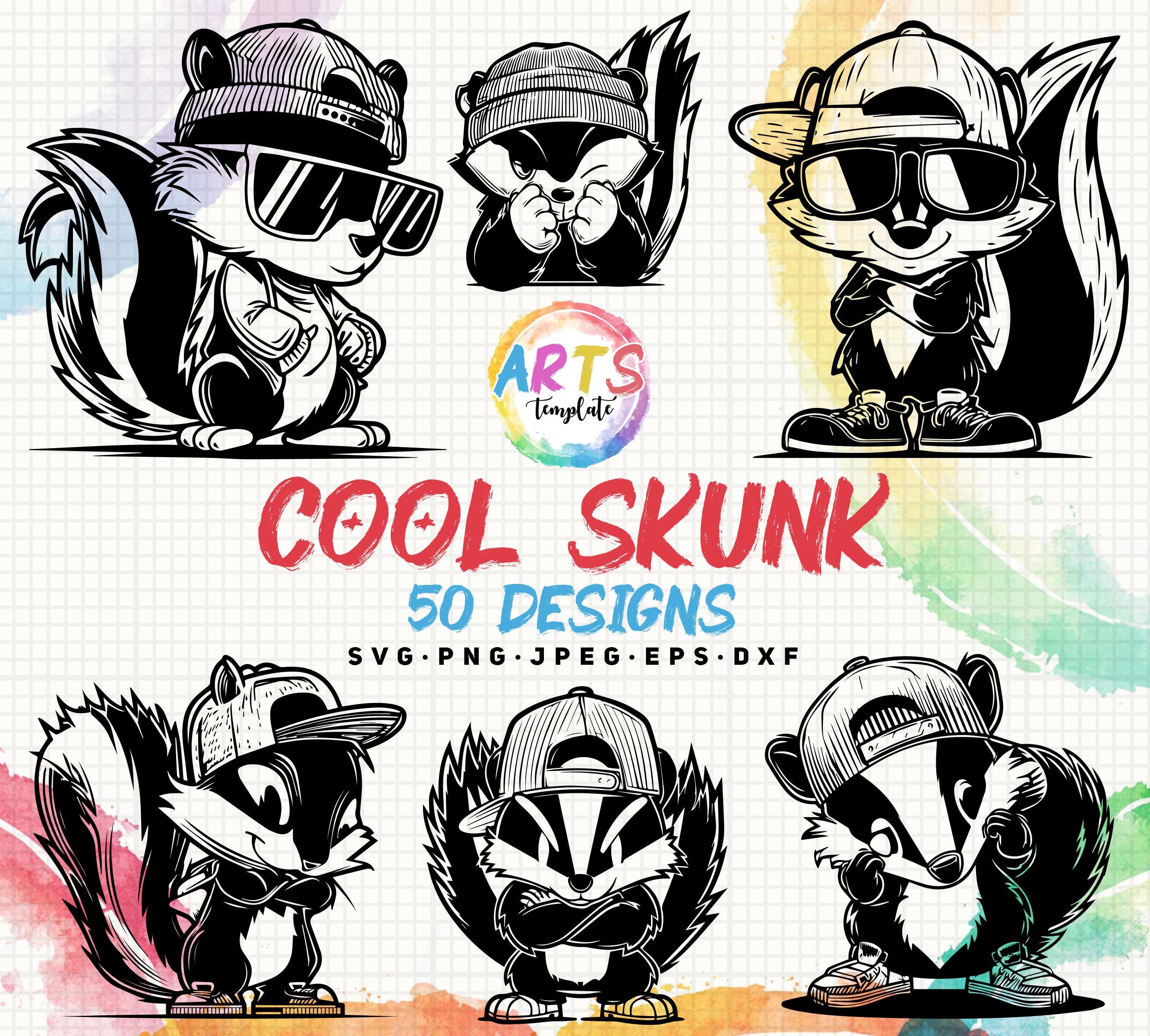 Cool Skunk Art Template Svg Png Jpg Dxf Bundle Silhouette Clipart ...