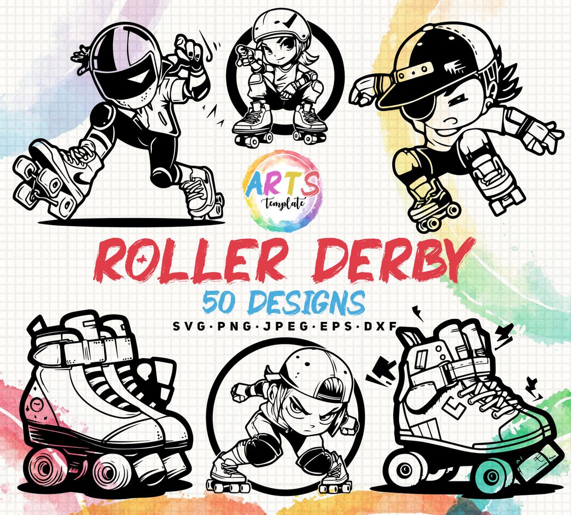 Roller Derby Player Clipart Bundle, Vector Art (svg, Png, Jpeg, Dxf) - Etsy